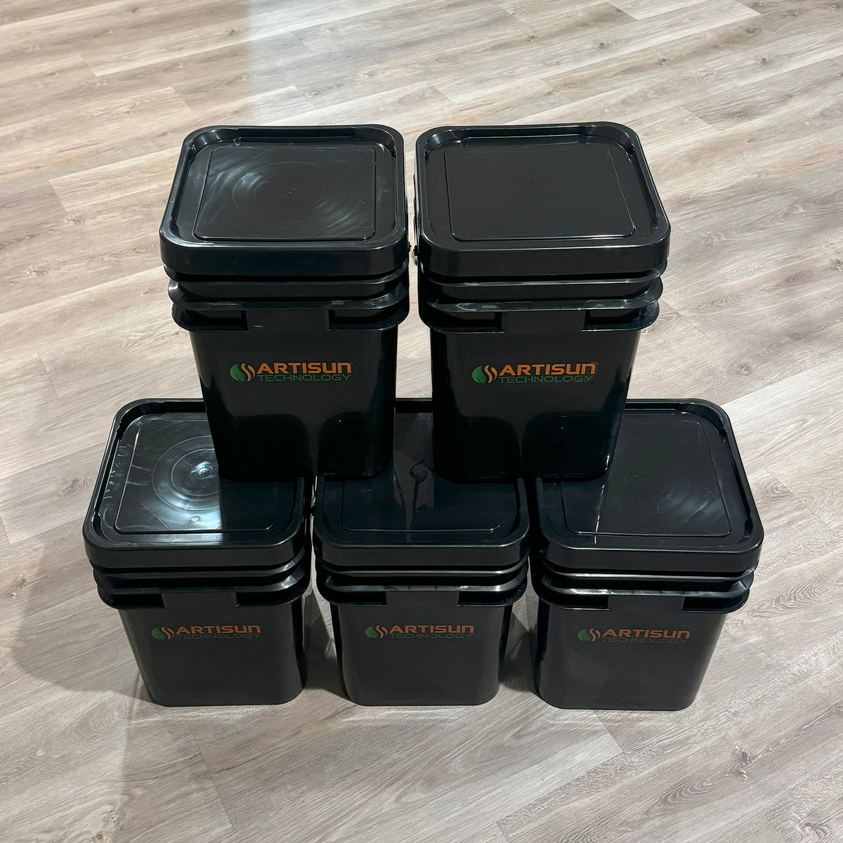 Get 8-Gallon Square Buckets with Lids - 5 Pack | Artisun Technology LLC